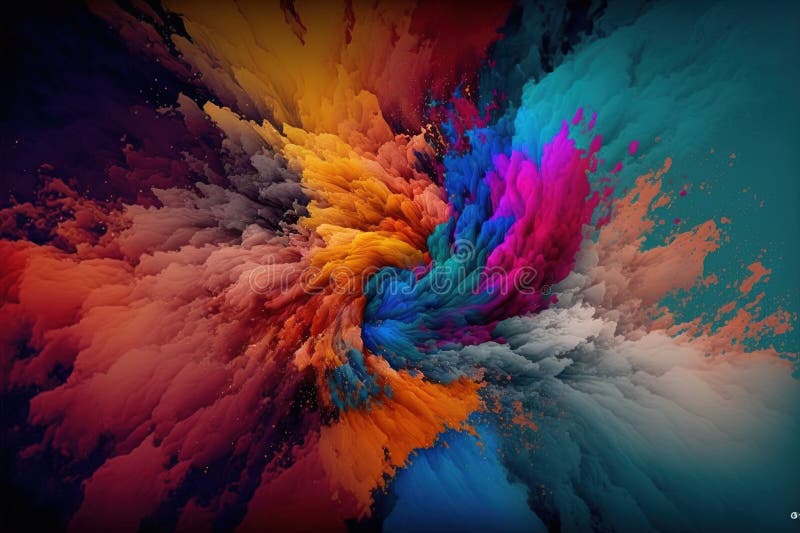 Dust Color Powder Exploding on Black Background Abstract Art Stock ...