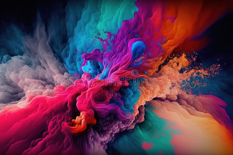 Dust Color Powder Exploding on Black Background Abstract Art Stock ...