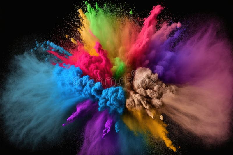 Dust Color Powder Exploding on Black Background Abstract Art Stock ...
