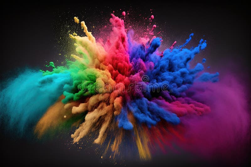 Dust Color Powder Exploding on Black Background Abstract Art Stock ...