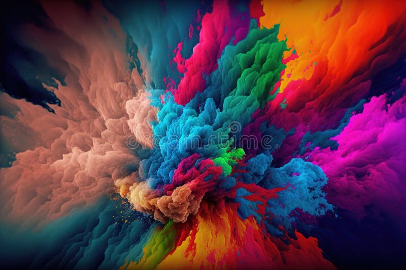 Dust Color Powder Exploding on Black Background Abstract Art Stock ...