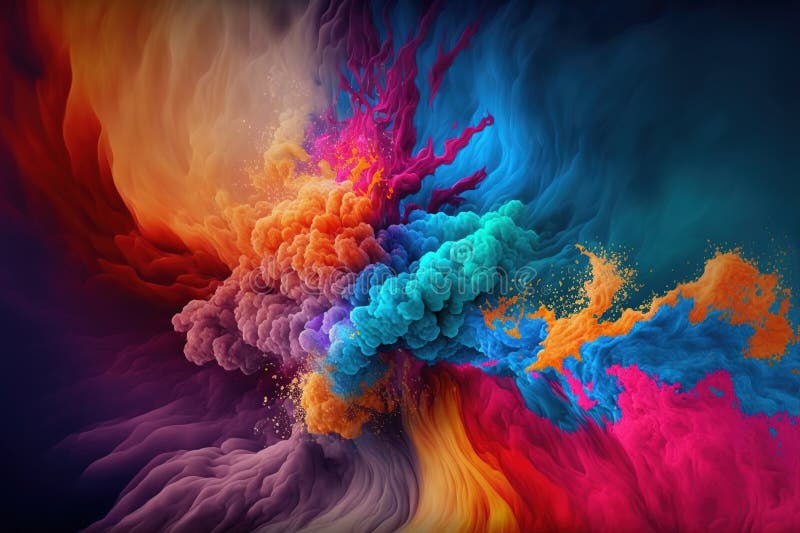 Dust Color Powder Exploding on Black Background Abstract Art Stock ...