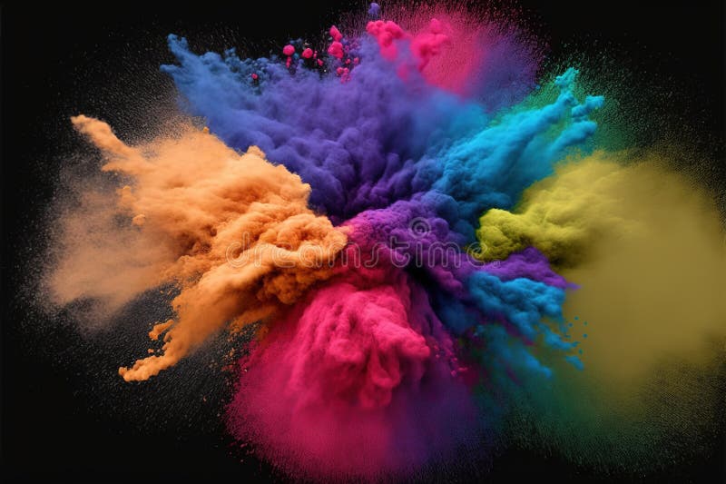 Dust Color Powder Exploding on Black Background Abstract Art Stock ...