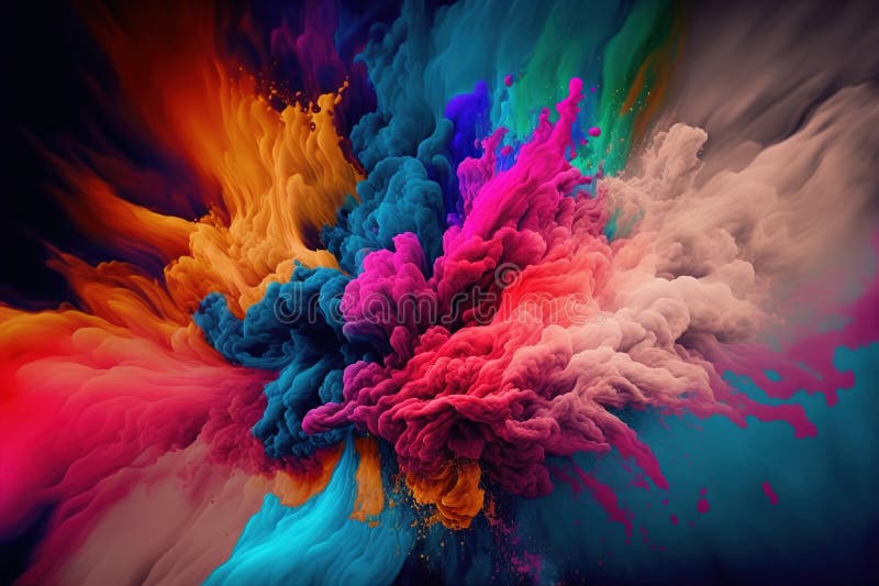 Dust Color Powder Exploding on Black Background Abstract Art Stock ...