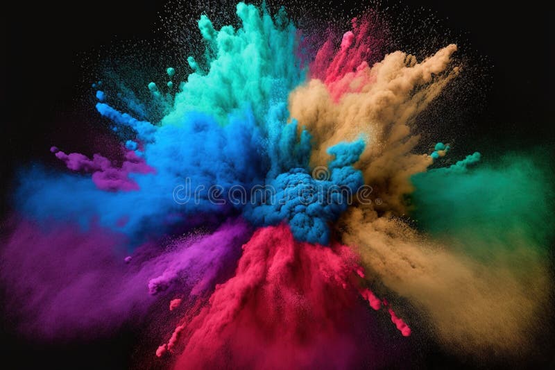 Dust Color Powder Exploding on Black Background Abstract Art Stock ...