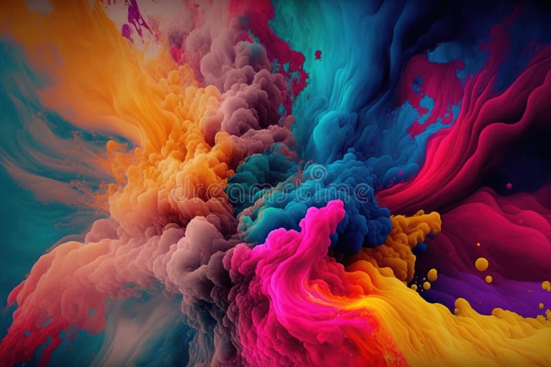 Dust Color Powder Exploding on Black Background Abstract Art Stock ...