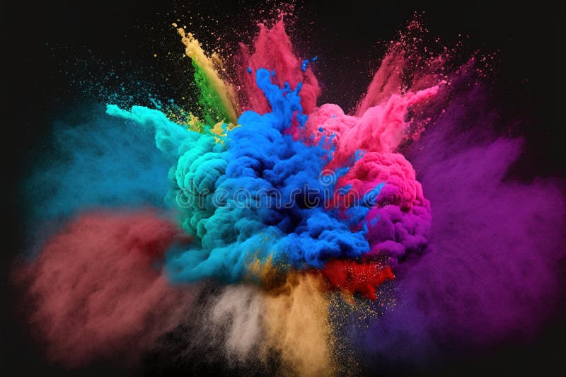Dust Color Powder Exploding on Black Background Abstract Art Stock ...