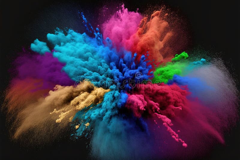Dust Color Powder Exploding on Black Background Abstract Art Stock ...