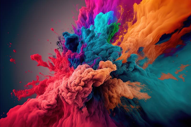 Dust Color Powder Exploding on Black Background Abstract Art Stock ...