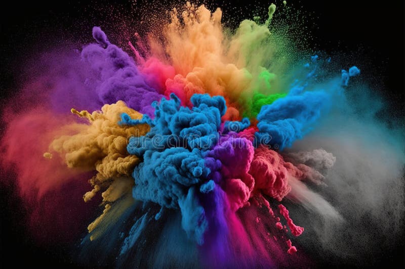 Dust Color Powder Exploding on Black Background Abstract Art Stock ...