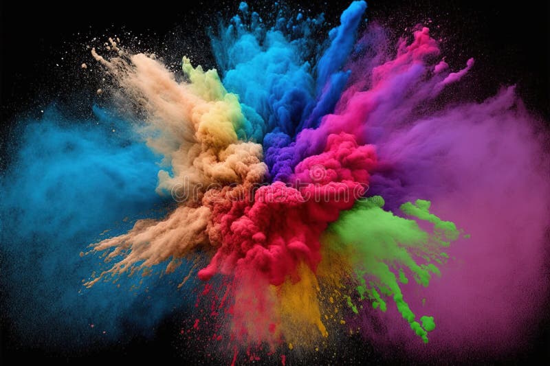 Dust Color Powder Exploding on Black Background Abstract Art Stock ...