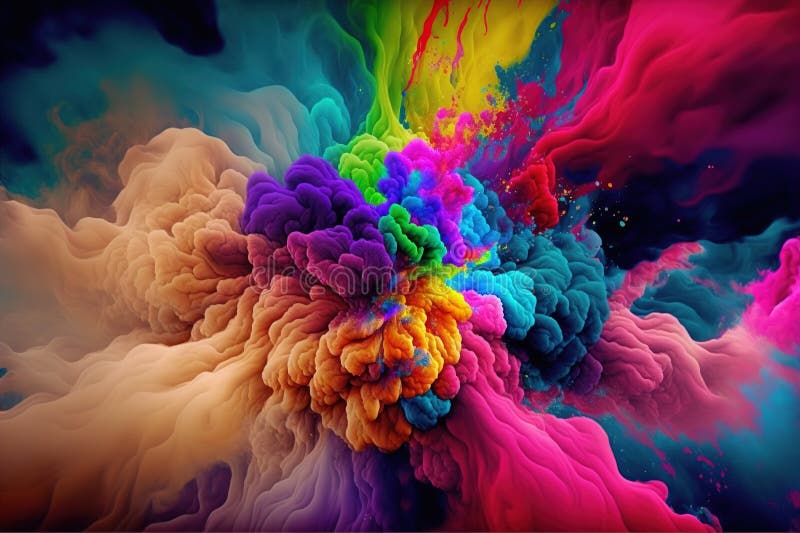 Dust Color Powder Exploding on Black Background Abstract Art Stock ...