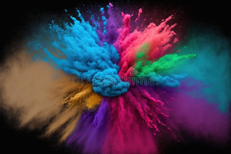 Dust Color Powder Exploding on Black Background Abstract Art Stock ...