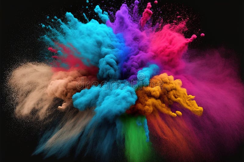 Dust Color Powder Exploding on Black Background Abstract Art Stock ...