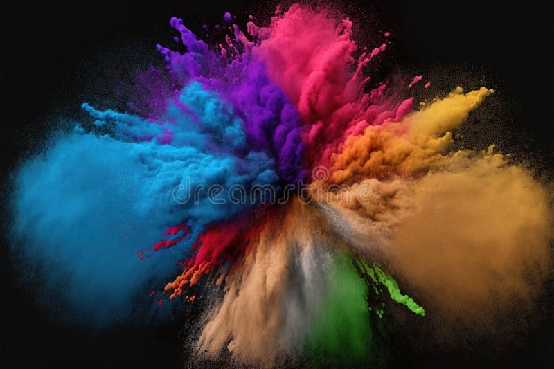 Dust Color Powder Exploding on Black Background Abstract Art Stock ...