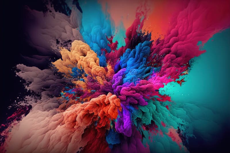 Dust Color Powder Exploding on Black Background Abstract Art Stock ...