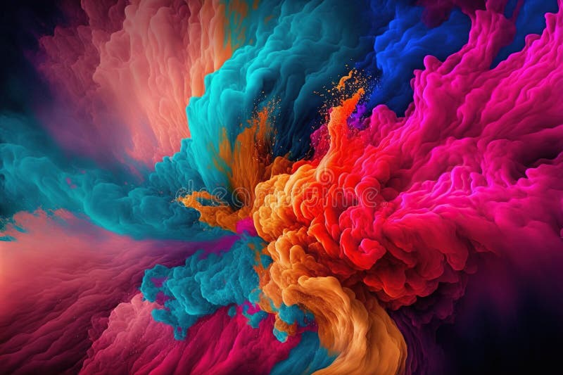 Dust Color Powder Exploding on Black Background Abstract Art Stock ...