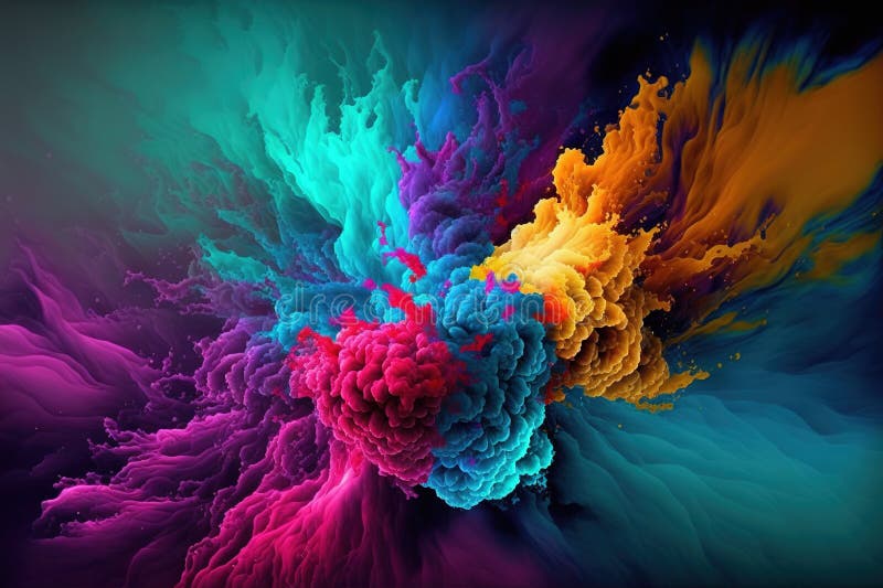 Dust Color Powder Exploding on Black Background Abstract Art Stock ...