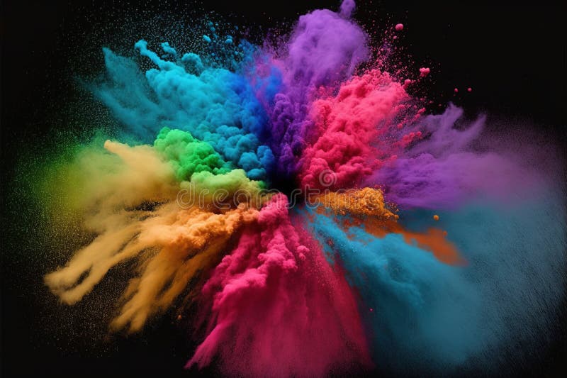 Dust Color Powder Exploding on Black Background Abstract Art Stock ...