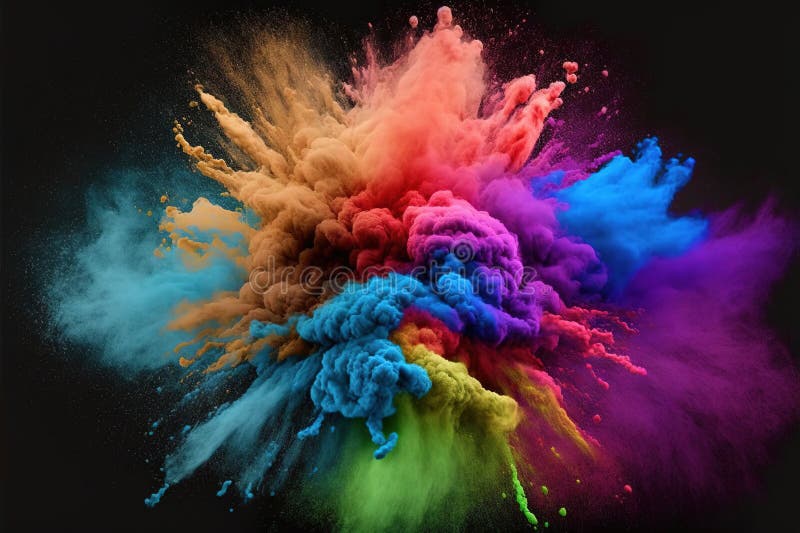 Dust Color Powder Exploding on Black Background Abstract Art Stock ...