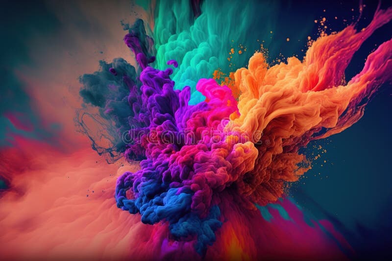 Dust Color Powder Exploding on Black Background Abstract Art Stock ...