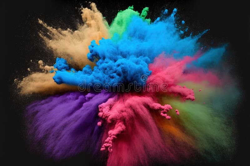Dust Color Powder Exploding on Black Background Abstract Art Stock ...