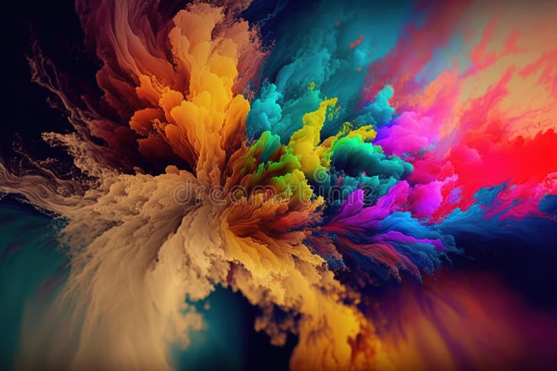 Dust Color Powder Exploding on Black Background Abstract Art Stock ...