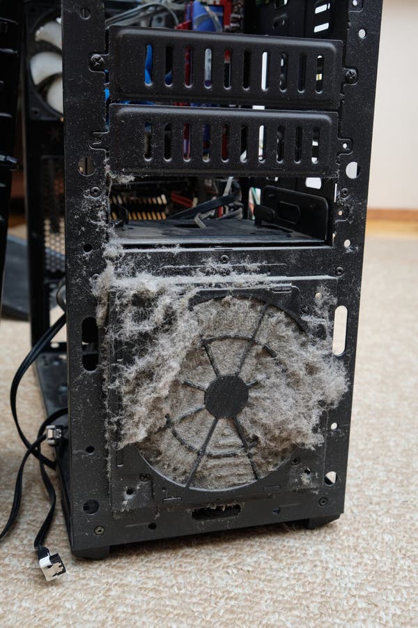 Dust on the Computer Pc Processor Cooler with Mainboard and Computer ...