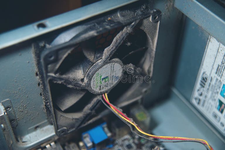 Dust on Computer Pc Processor Cooler with Mainboard and Computer Case Fragment Stock Image ...