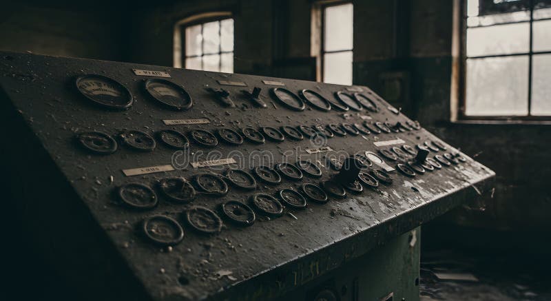 Dust-Covered Control Panel in Abandoned Factory Stock Illustration ...