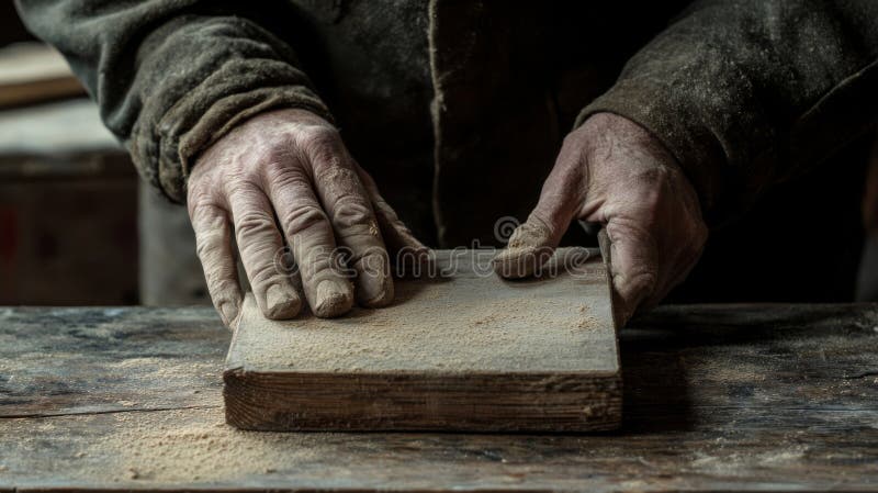 Dust Covered Hands Working Wood Stock Illustration - Illustration of ...