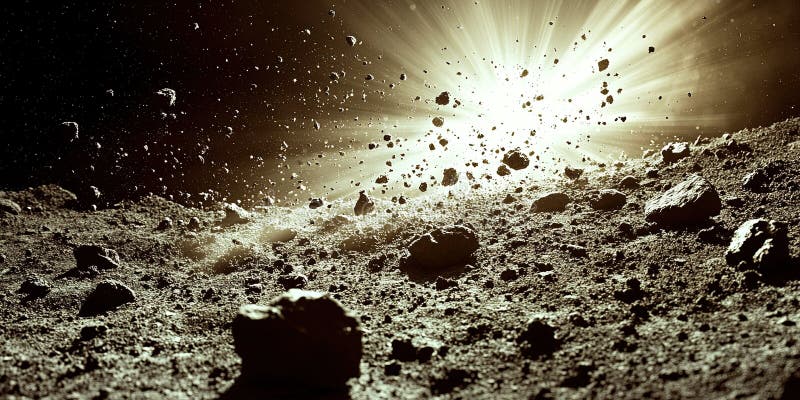 Asteroid Collision Creates a Spectacular Explosion on a Barren Surface ...