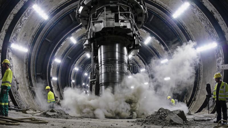 Tunnel Boring Machine Advancing in Underground Construction Stock ...