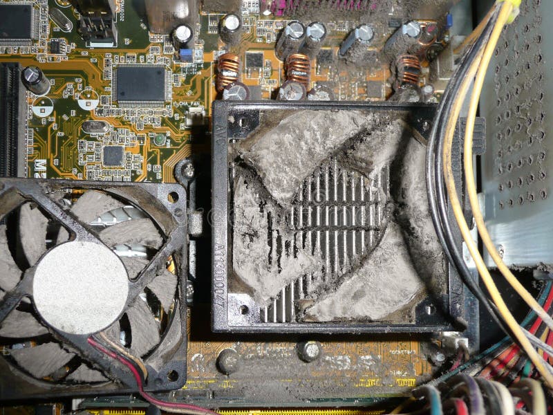 Dust Deposited Over Time on CPU Cooling. Blinded by Moisture Stock ...
