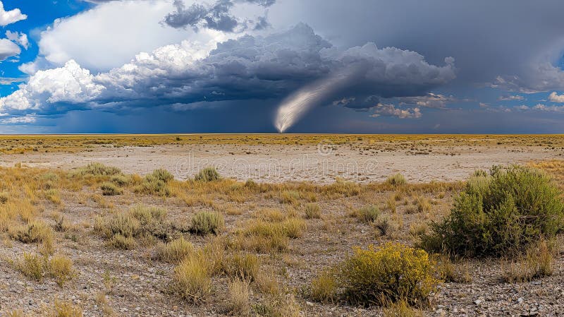 A Dust Devil Forms in the Desert Under a Dramatic, Stormy Sky Stock ...