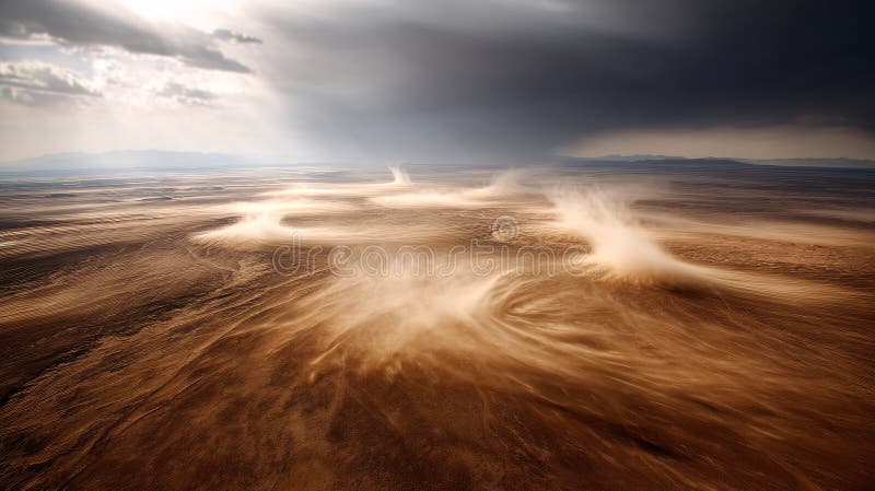 Dust Devils Spiraling Over Desert Floor. Water Crisis and Water ...