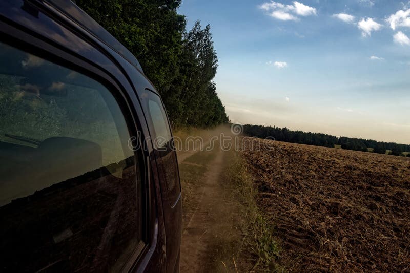 Dust on a Dirt Road Behind a Car Stock Image - Image of move, beauty ...