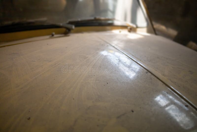Dust on Dirty Car in Garage Stock Image - Image of dust, protection ...