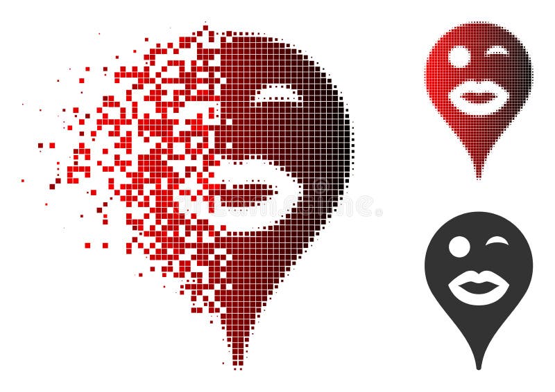 Dust Dotted Halftone Lady Wink Smiley Map Marker Icon Stock Vector ... Dust Dotted Halftone Lady Wink Smiley Map Marker Icon Stock Vector ...