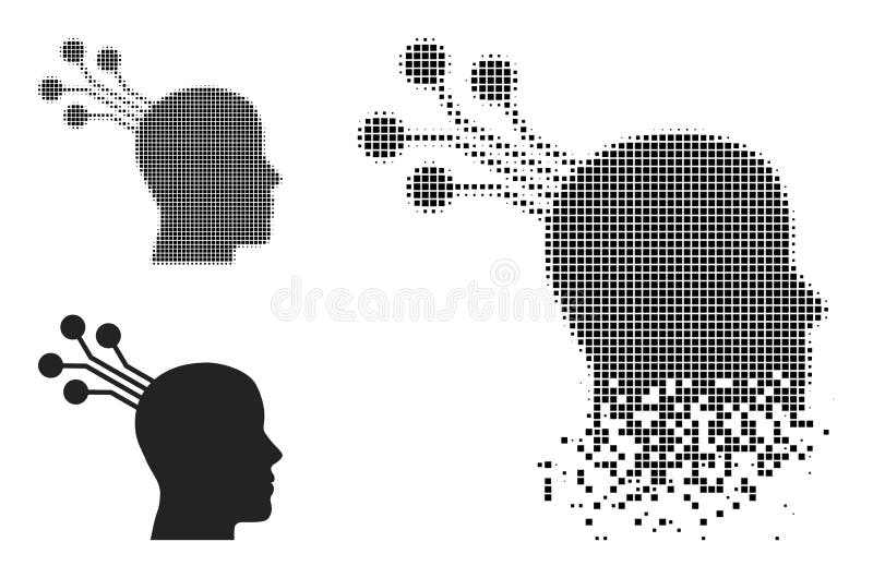 Dust Dotted and Original Brain Machine Interface Icon Stock Vector ...