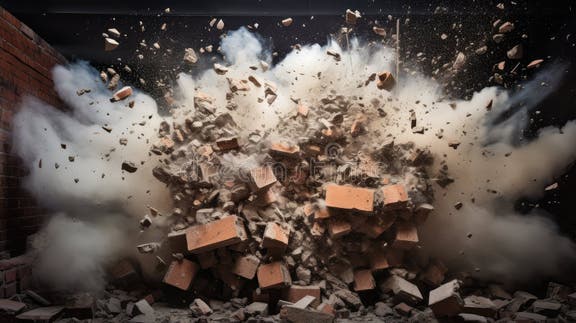 Dust exploding brick wall stock illustration. Illustration of disperse ...