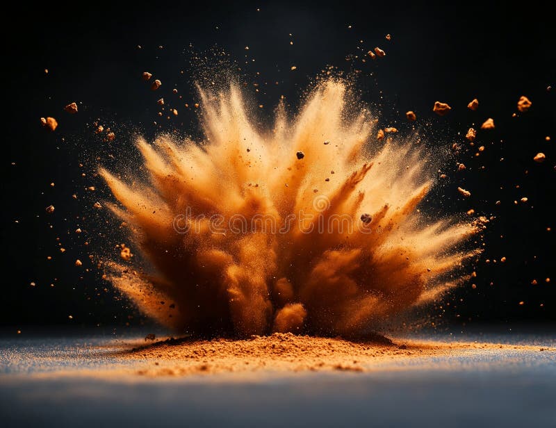 Dust Explosion Creating Brown Cloud on Dark Background, Showcasing ...