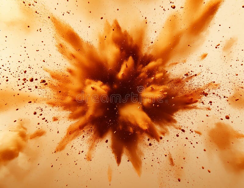 Dust Explosion Creating Brown Cloud on Grey Background, Showcasing ...