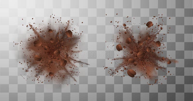 Dust Explosion of Ground Coffee Powder and Grains Realistic Vector ...