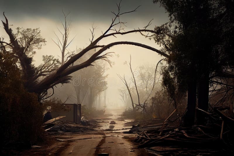 Dust from Fallen Trees and Branches after Devastating Aftermath ...