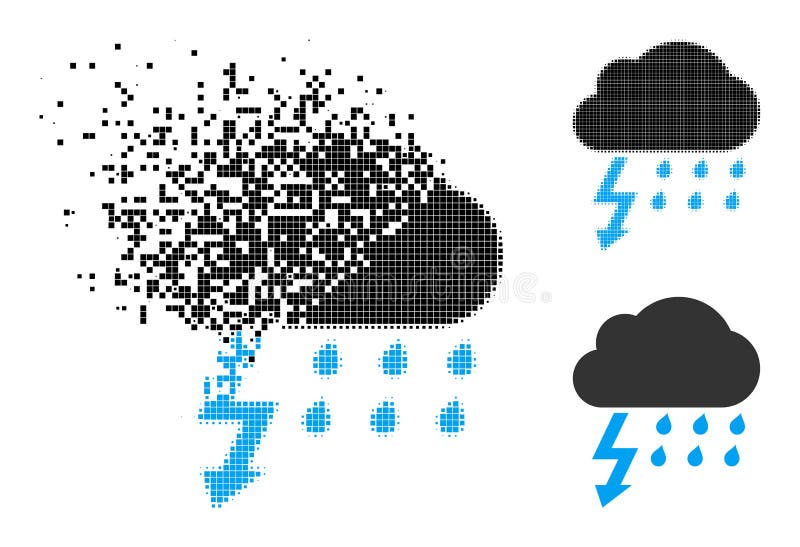 Pixel Thunderstorm Mosaic Icons Stock Vector - Illustration of ...