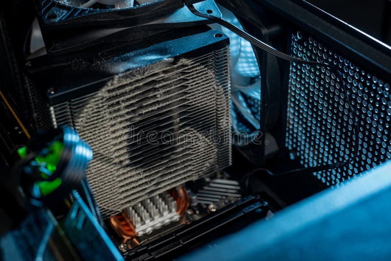 Dust Inside of a Broken Computer. Complication of the PC. Fan and Other ...