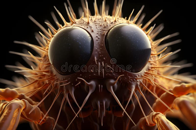 Dust Mite Magnified through an Electron Microscope, Isolated on Black ...