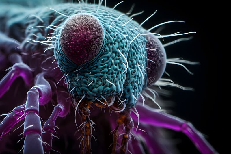 Dust Mite Magnified through an Electron Microscope, Isolated on Black ...