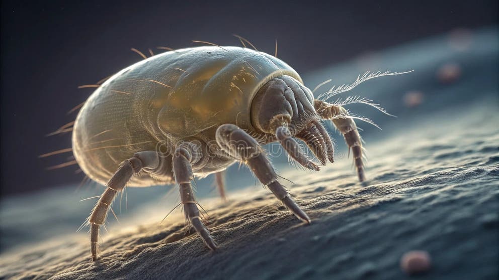 Dust Mite Under Microscope, Close-up Stock Illustration - Illustration ...
